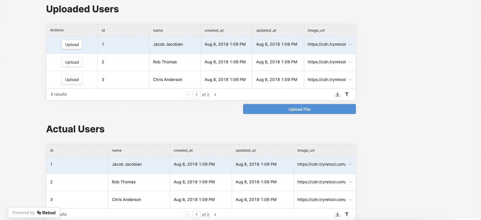 Insert CSV data into a database | Retool Docs